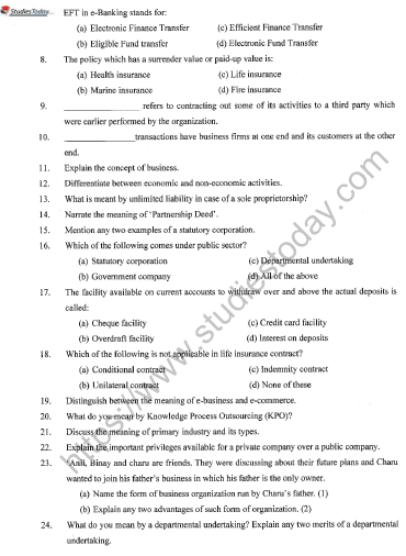 CBSE Class 11 Business Studies Sample Paper Set 5 Solved